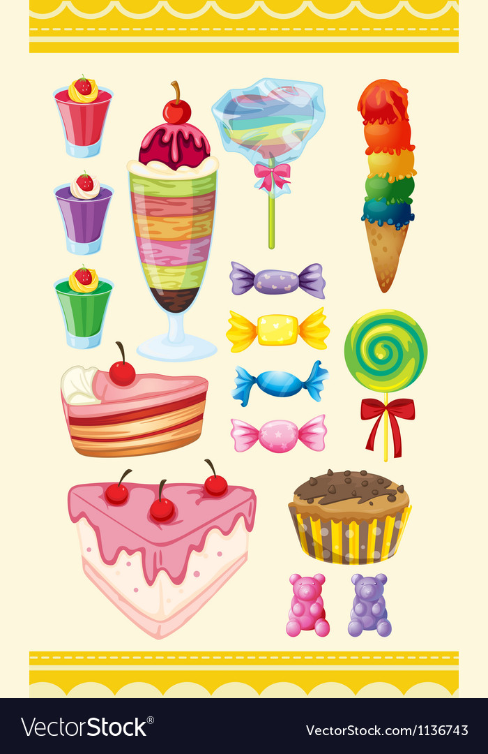 Various sweets Royalty Free Vector Image - VectorStock