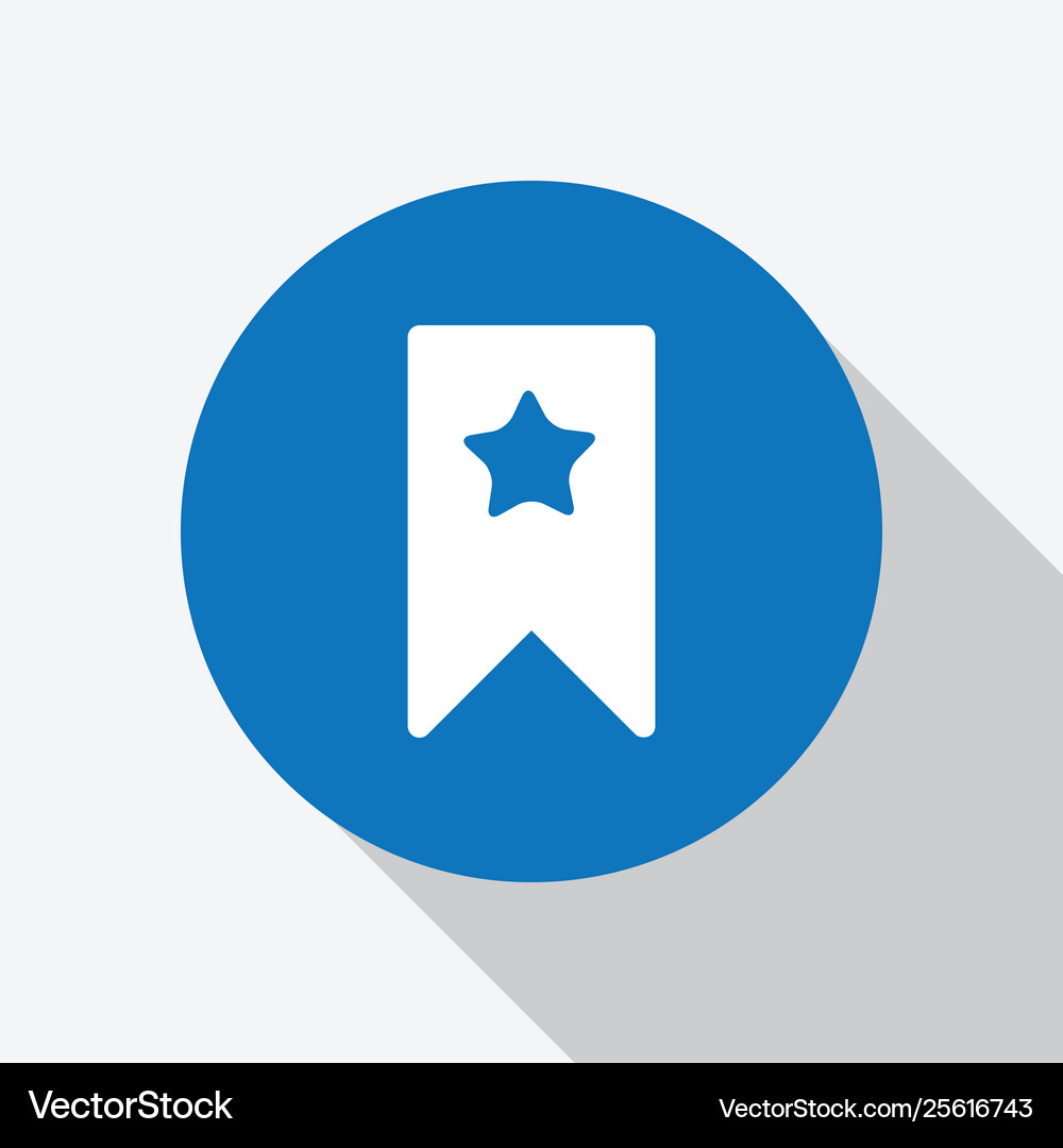 White bookmark icon with star in blue circle Vector Image