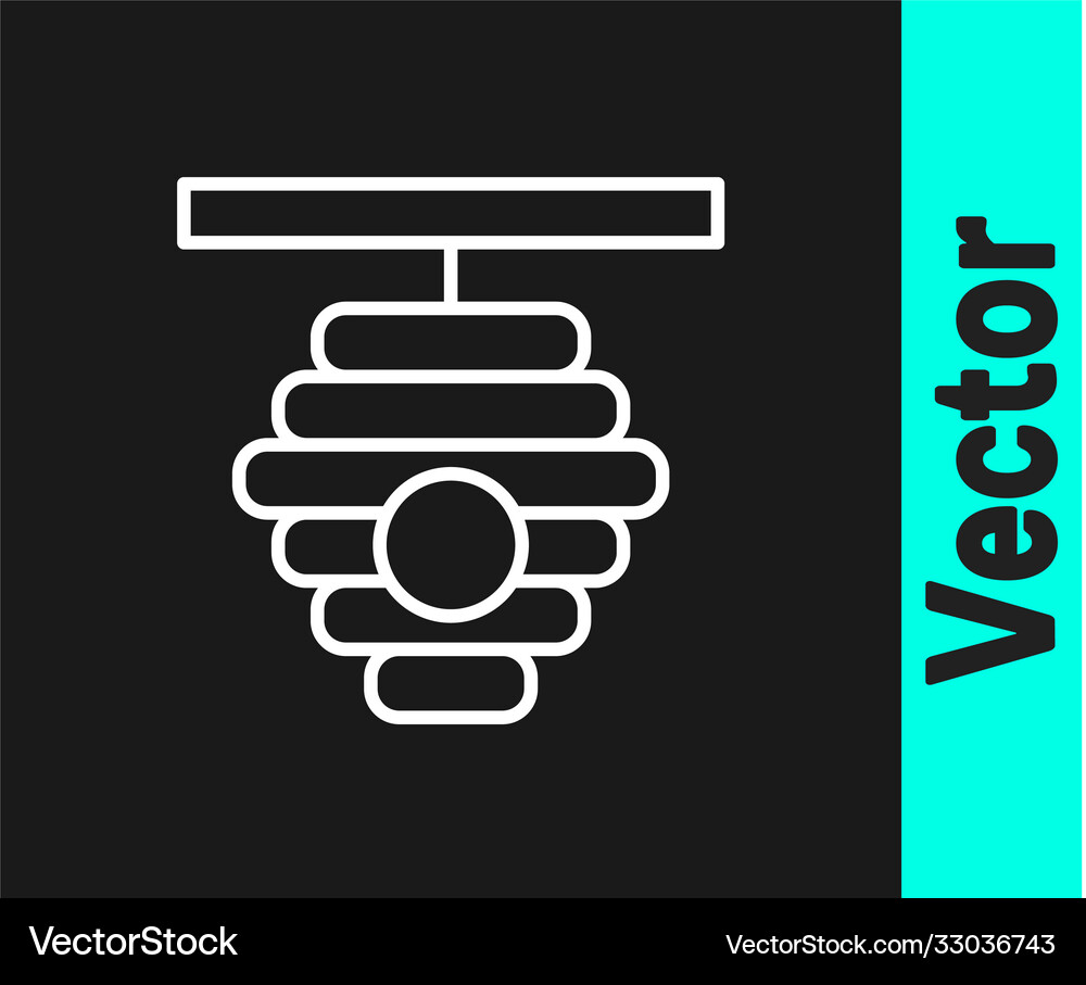 White line hive for bees icon isolated on black Vector Image