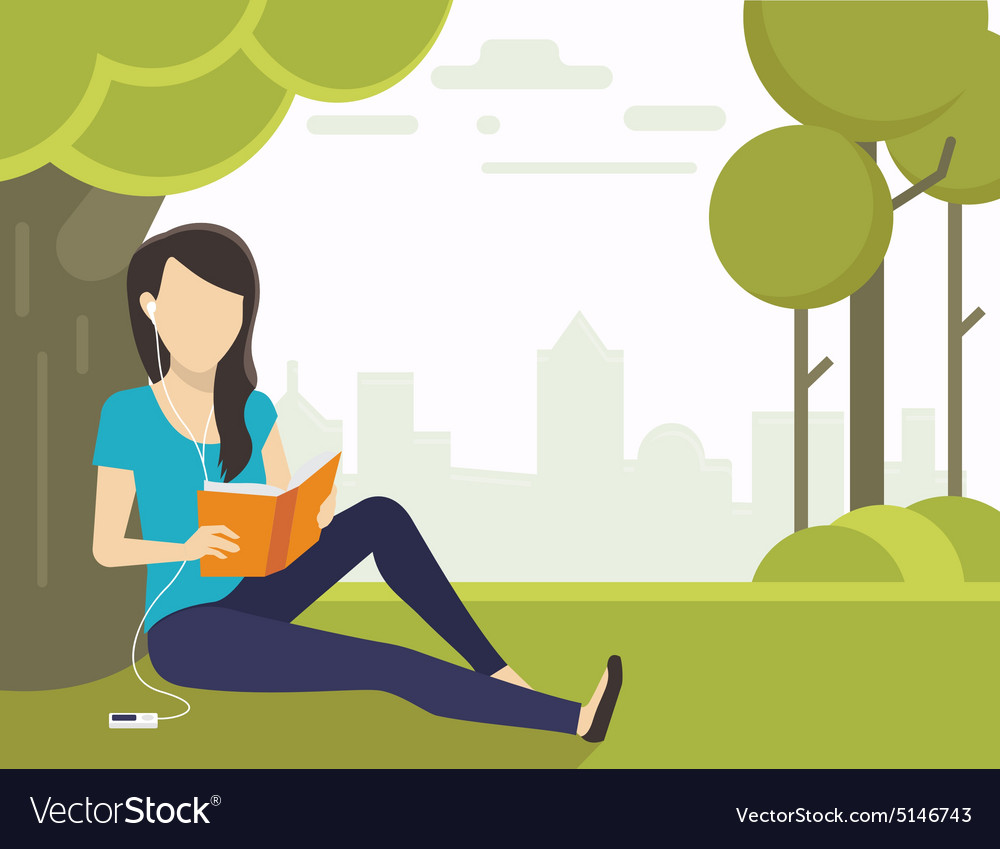 Woman Reading A Book Royalty Free Vector Image