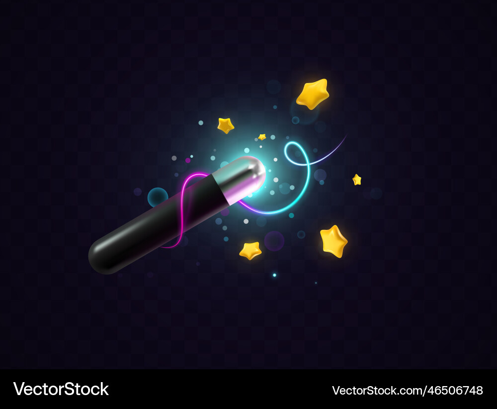 3d of magic wand with magical Royalty Free Vector Image