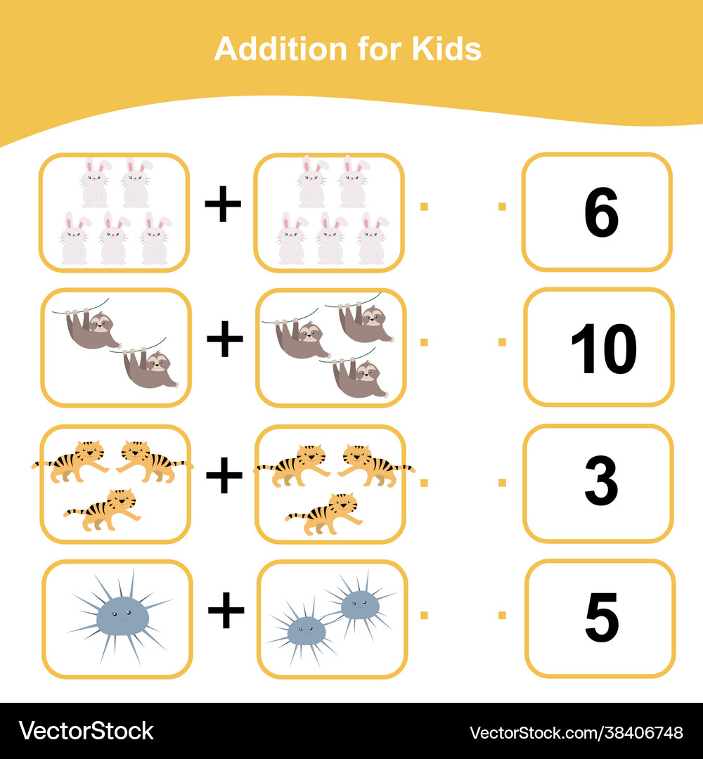 Addition for kids counting game preschool Vector Image