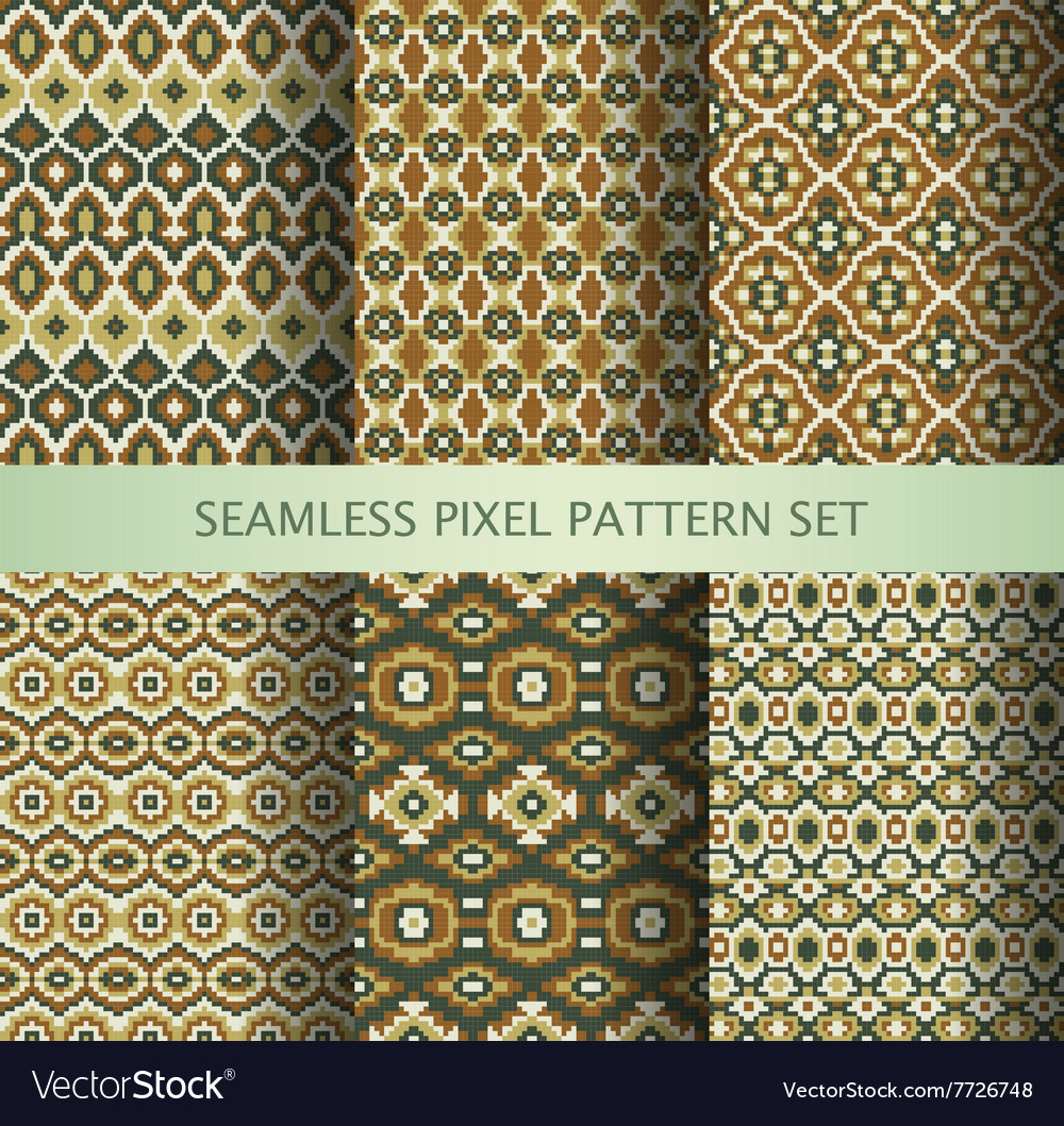 Collection of pixel colorful seamless patterns Vector Image