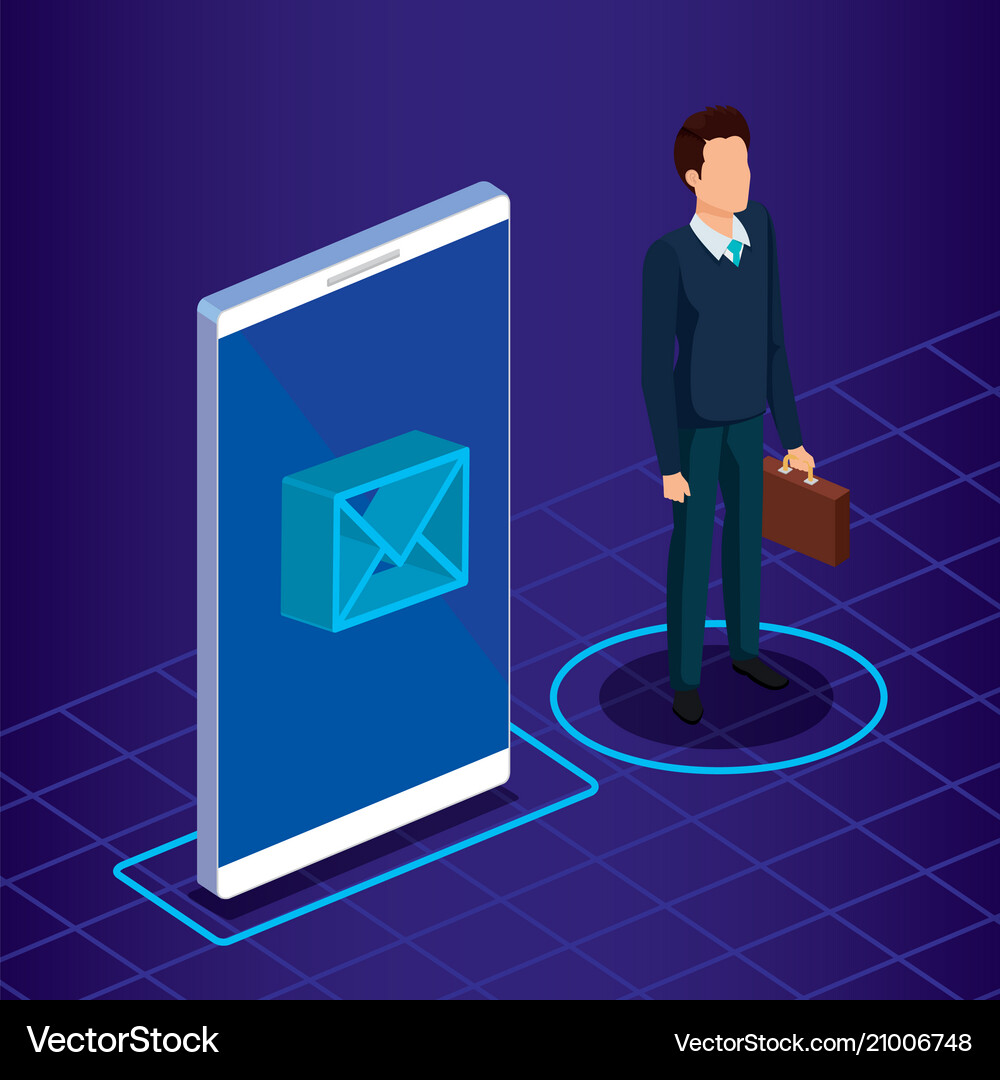 Digital technology with business person isometric Vector Image