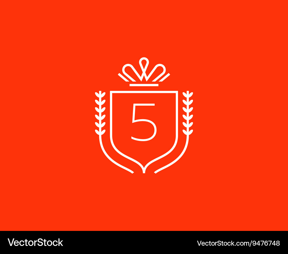 Elegant number 5 logotype premium numeral crest Vector Image