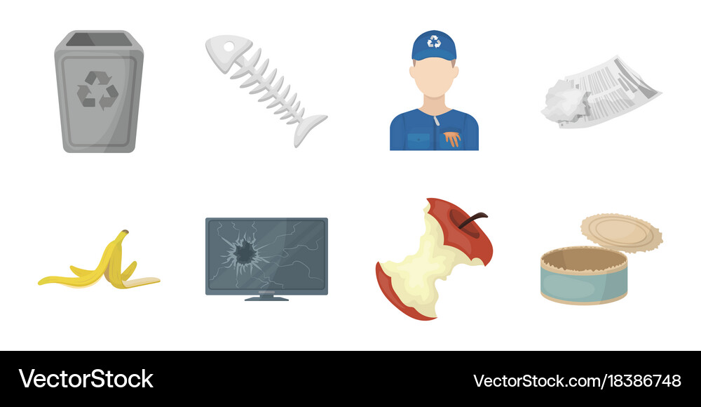 Garbage and waste icons in set collection for Vector Image