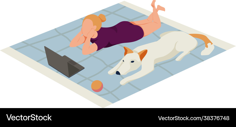 Girl and dog icon Royalty Free Vector Image - VectorStock