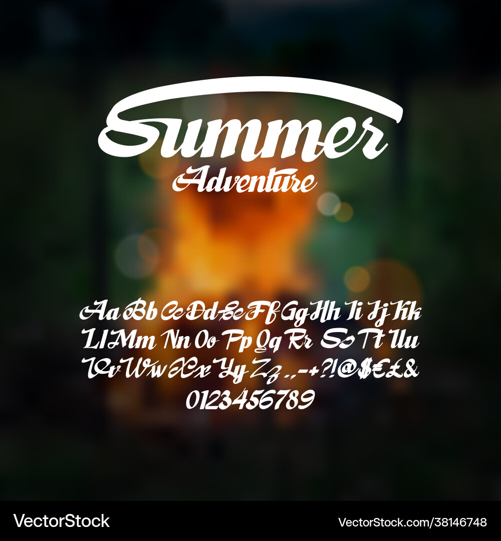 Italic alphabet font on a dark background Vector Image