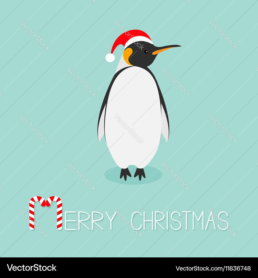 King Penguin Santa red hat Emperor Aptenodytes Vector Image