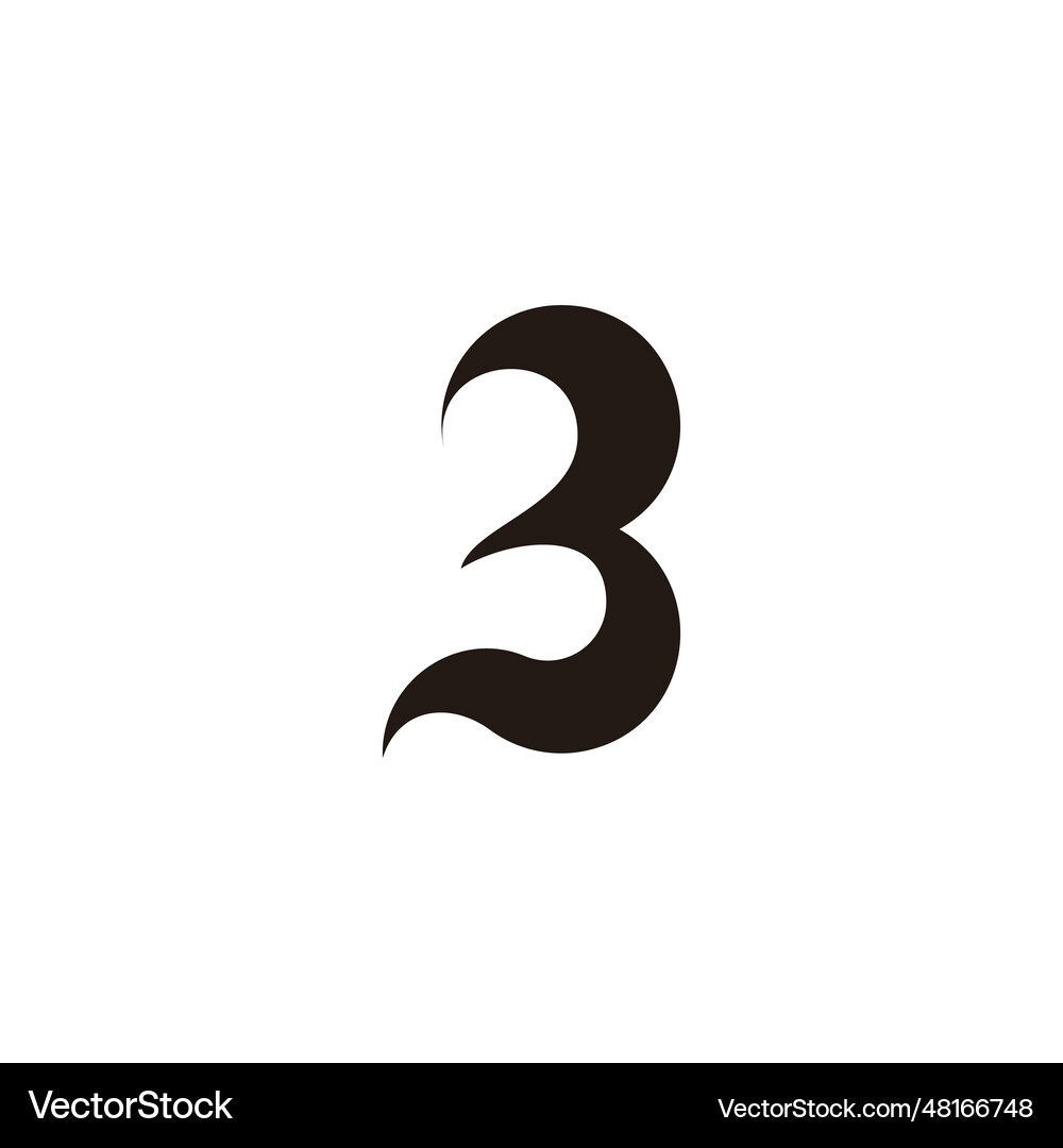 Number 3 letter b simple curves geometric logo Vector Image