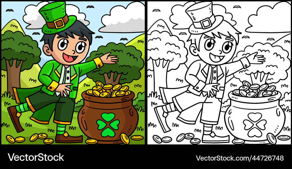 Saint Patrick's Day Leprechaun Coloring Page Vector Image