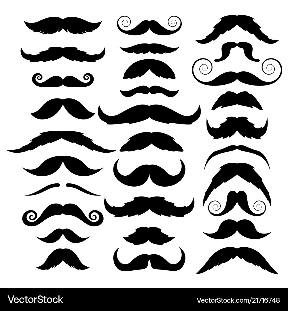 Set of mustache on white background Royalty Free Vector