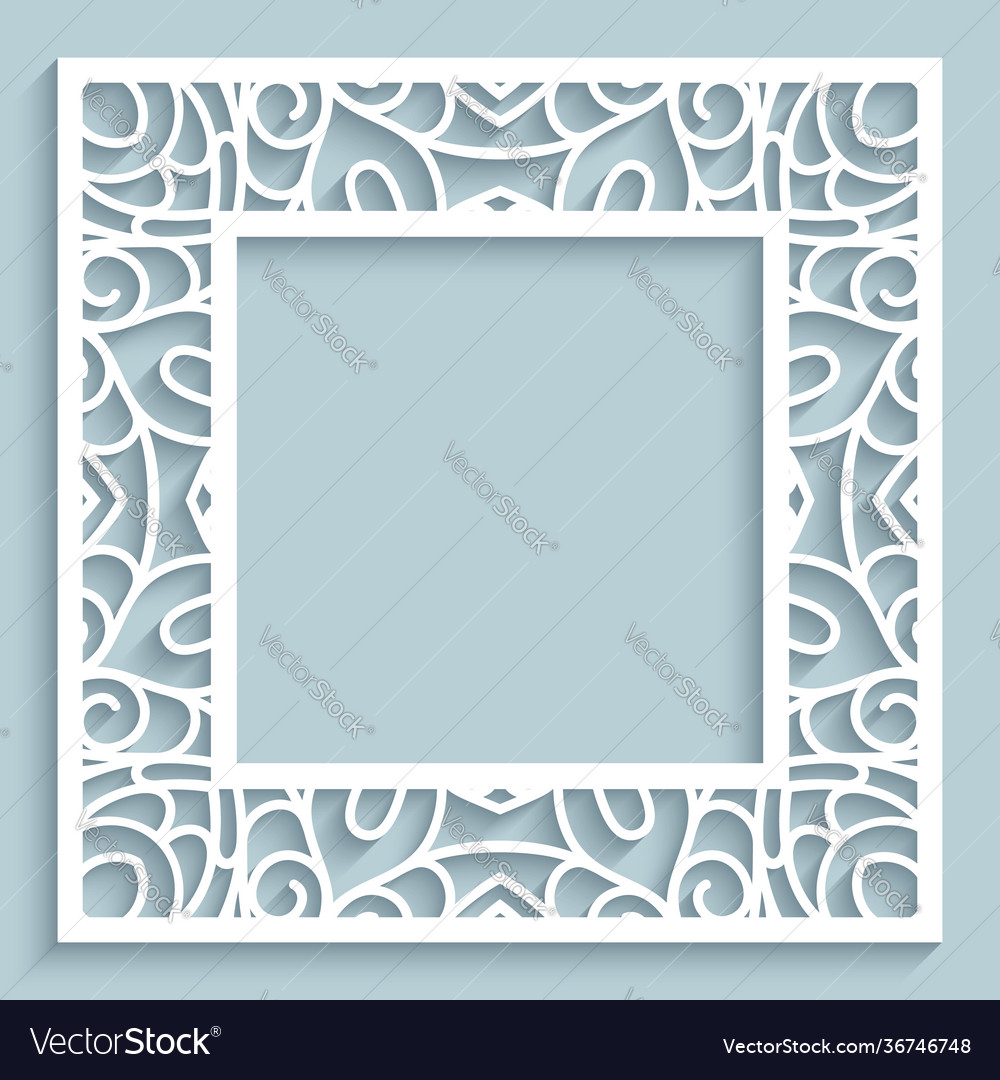 Square frame with lace border pattern Royalty Free Vector