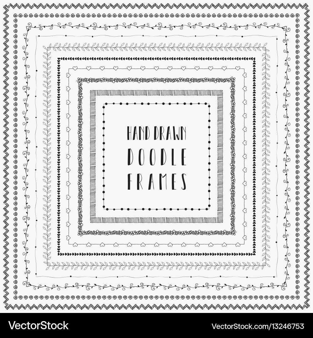 Black hand-drawn abstract doodle frames Royalty Free Vector