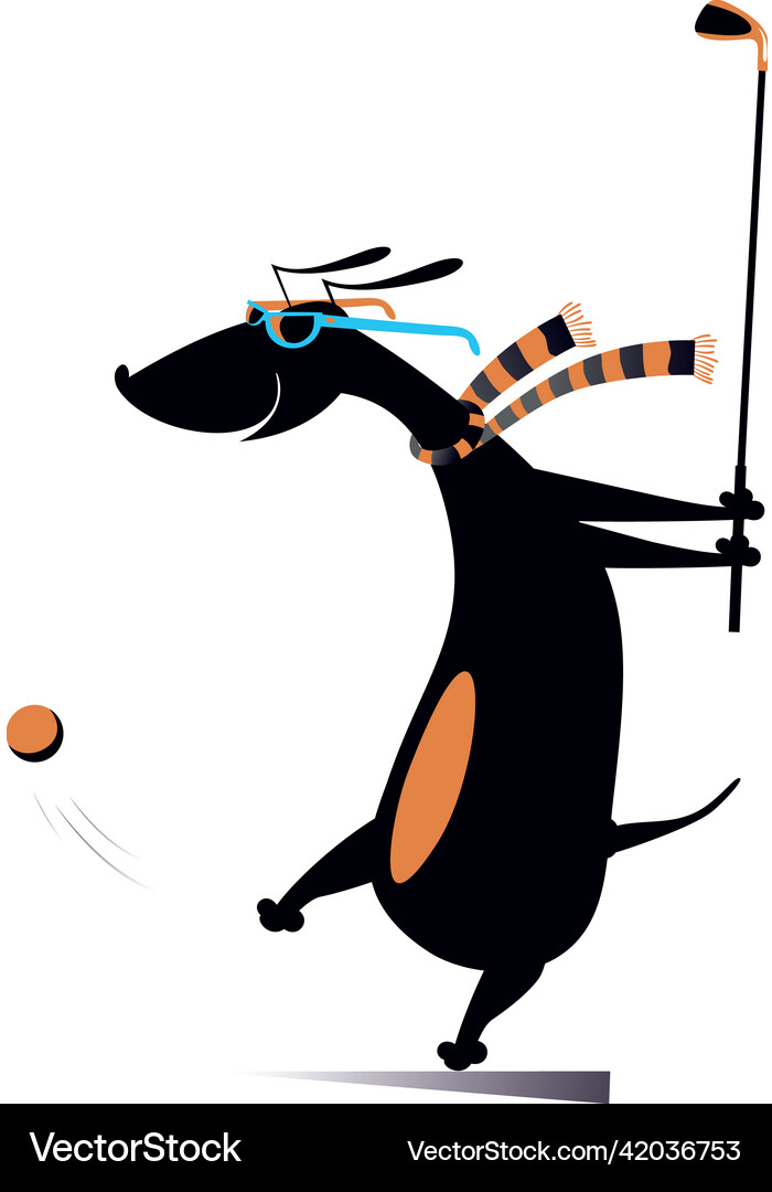 Cartoon dog plays golf Royalty Free Vector Image