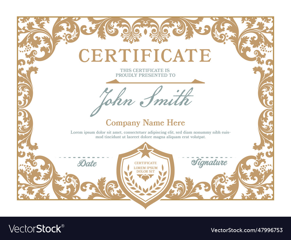 Certificate of achievement vintage frame layered Vector Image