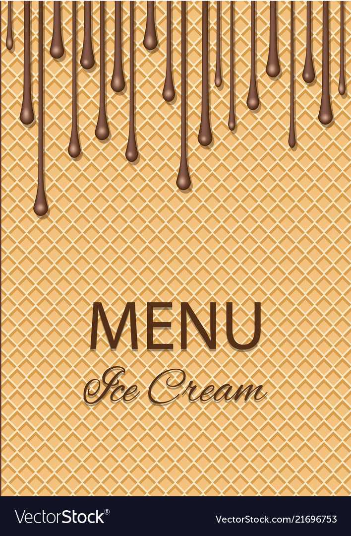 Chocolate Ice Cream Flowing Over Waffle Texture Vector Image