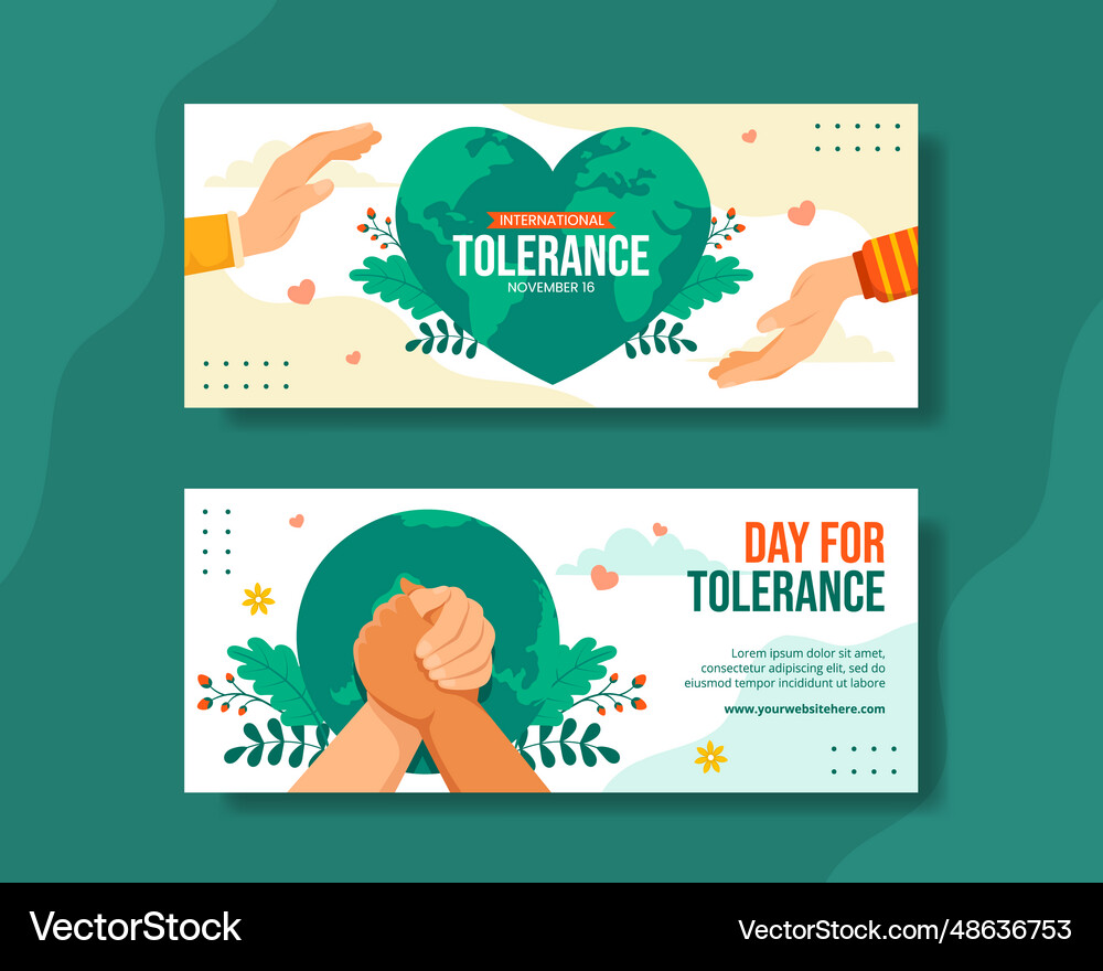 Day for tolerance horizontal banner flat cartoon Vector Image