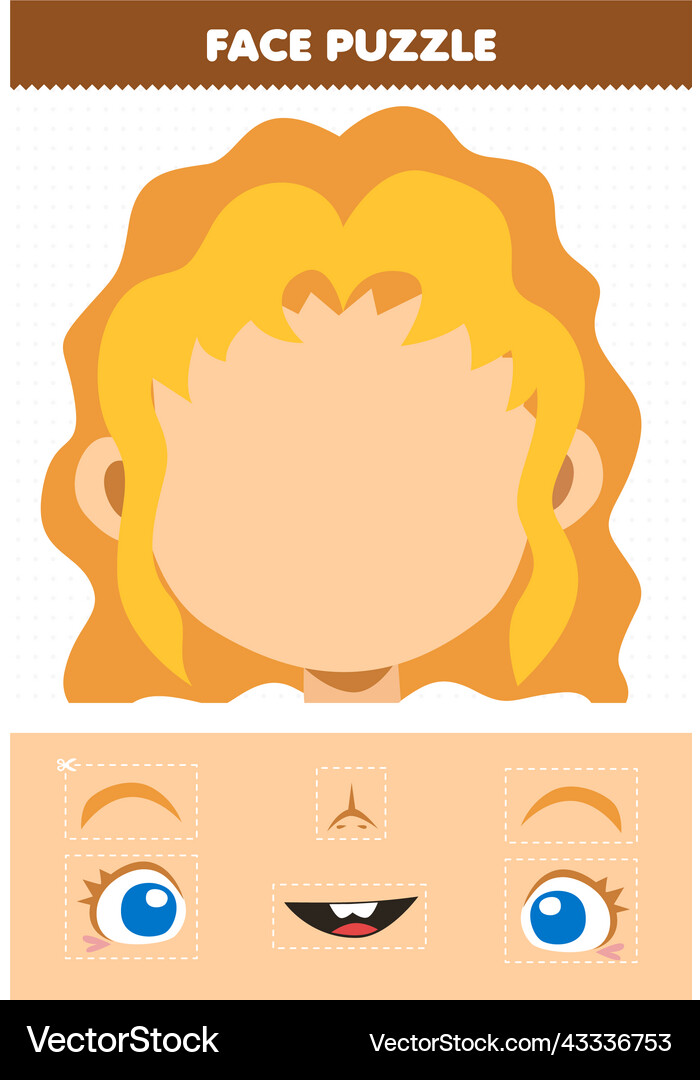 Education game for children face puzzle cut Vector Image