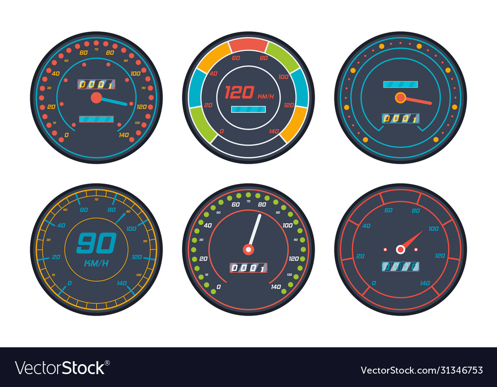 Engine speedometer icons Royalty Free Vector Image