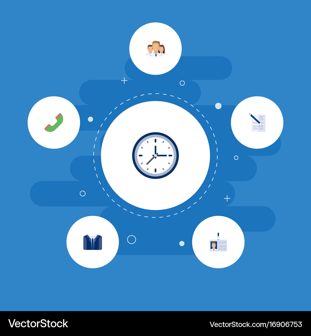Flat icons group id card contract and other Vector Image