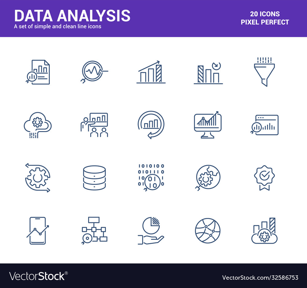 Flat line icons design-data analysis Royalty Free Vector