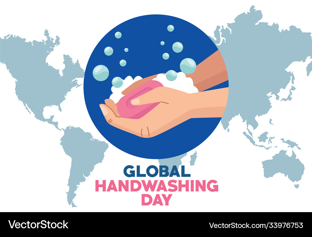 Global handwashing day campaign with hands Vector Image