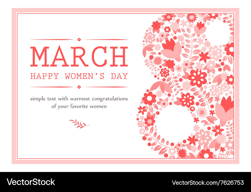 Greeting card with march 8 Royalty Free Vector Image
