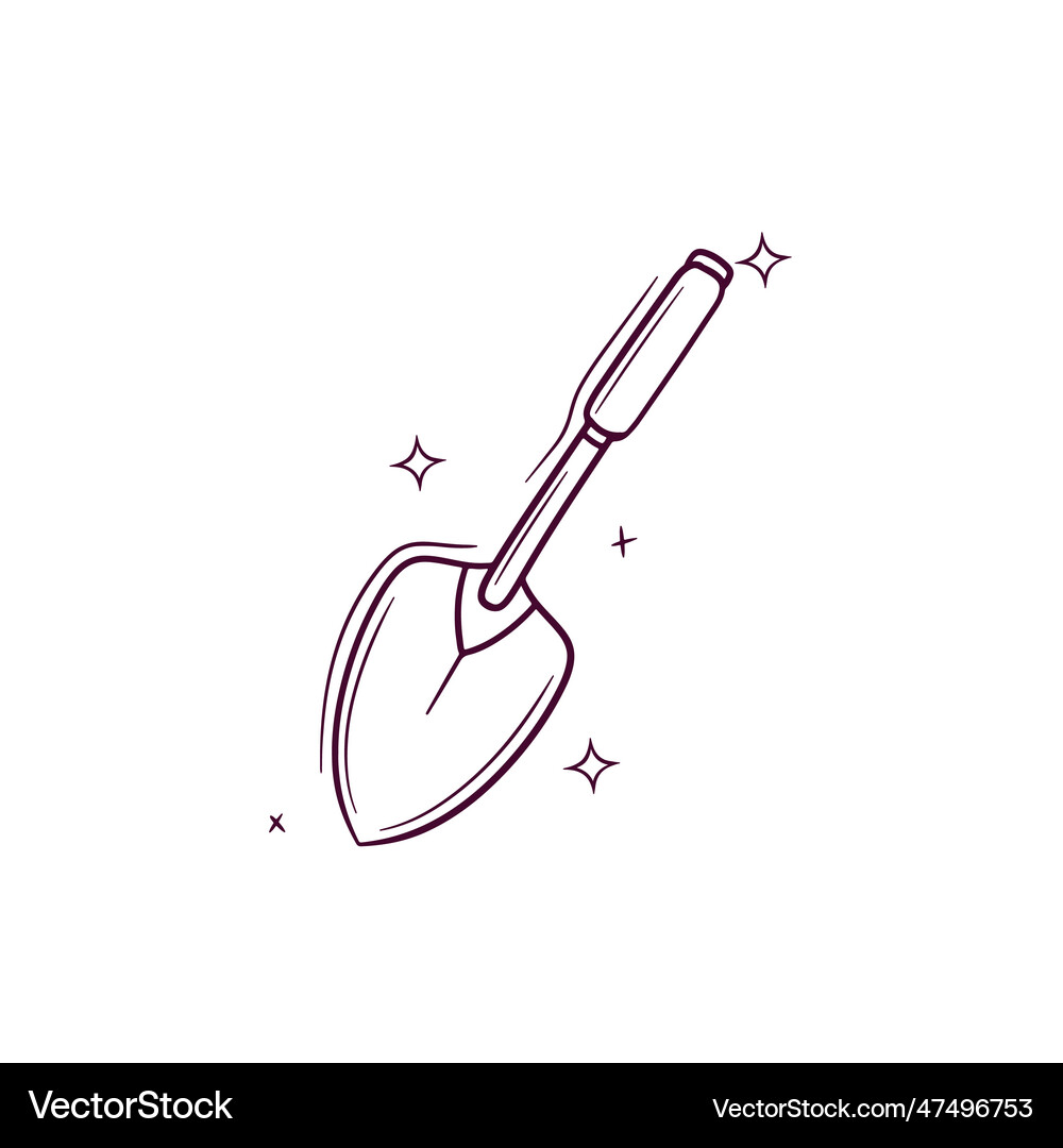 Hand drawn shovel doodle sketch Royalty Free Vector Image