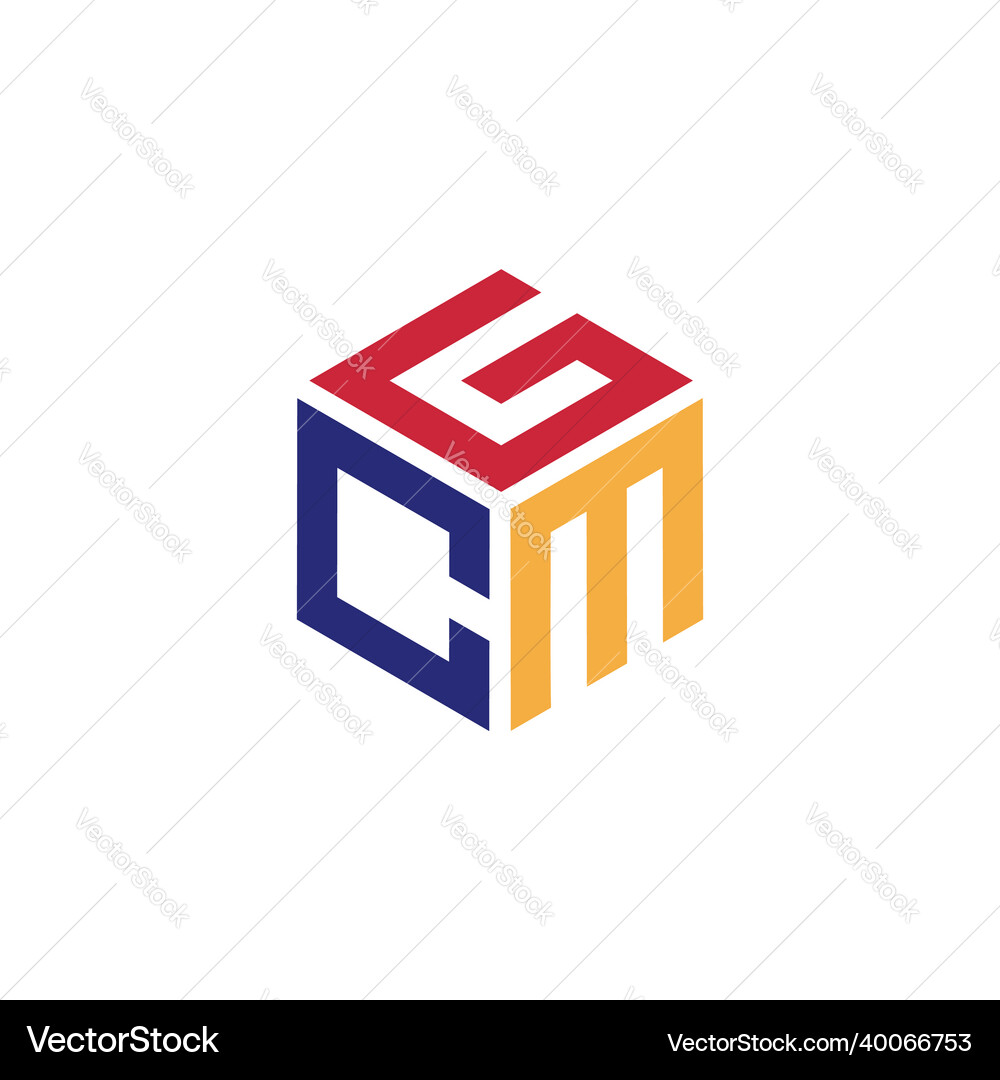 Hexagon logo with the letters gcm design Vector Image