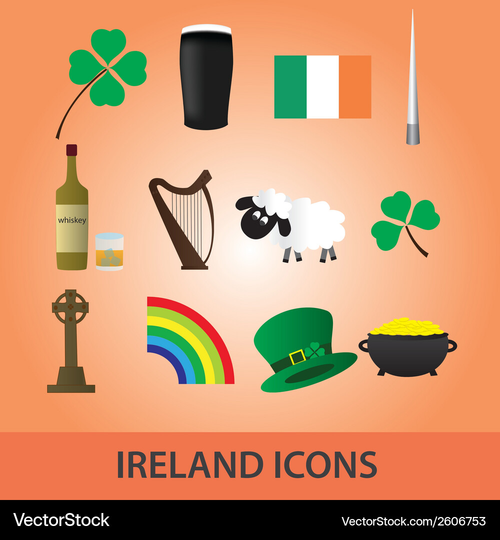 Ireland icons set eps10 Royalty Free Vector Image
