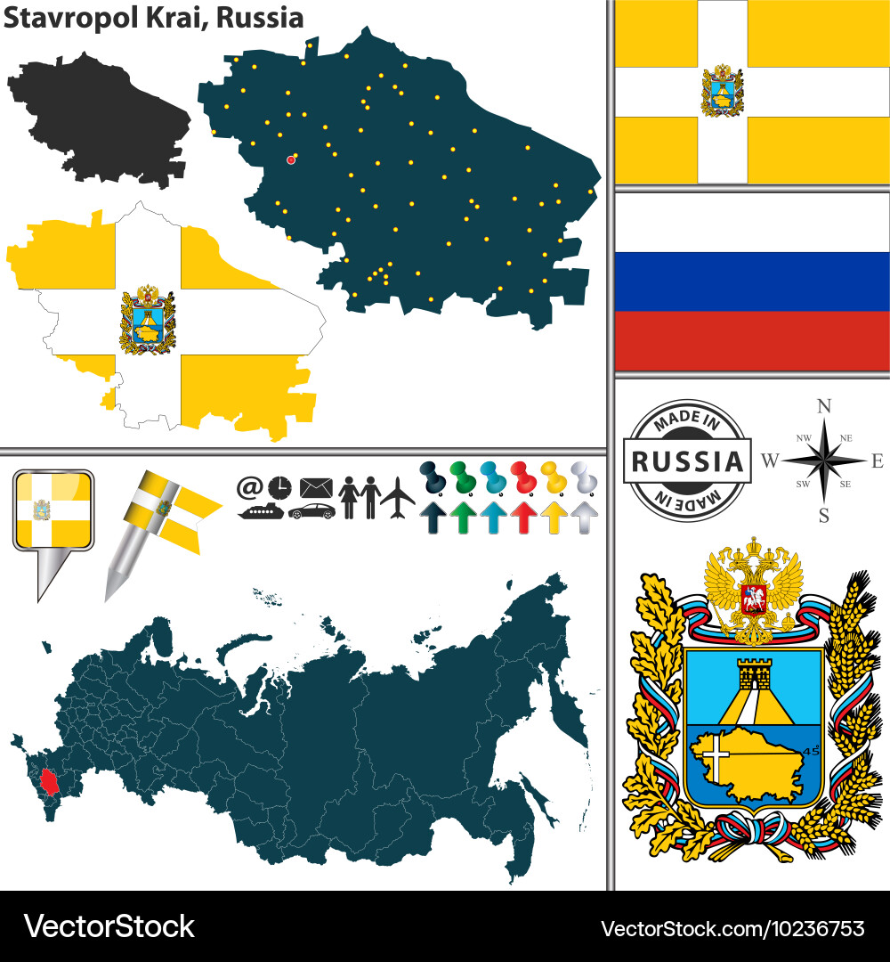 Map of krai stavropol Royalty Free Vector Image