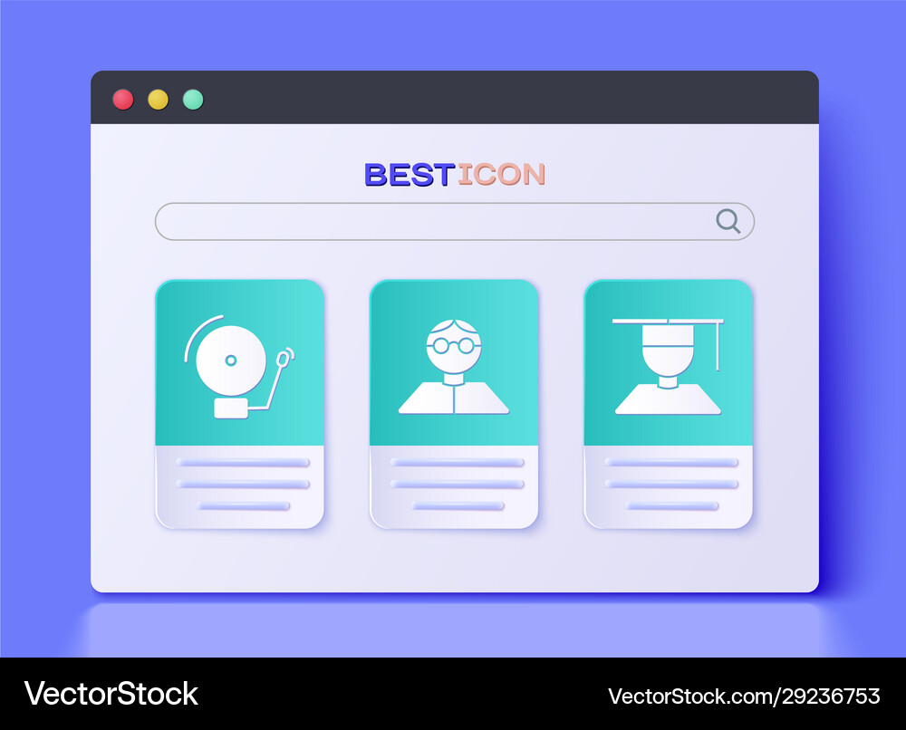 Set student ringing alarm bell and graduate Vector Image