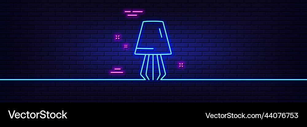 Table lamp line icon bedside light sign neon Vector Image