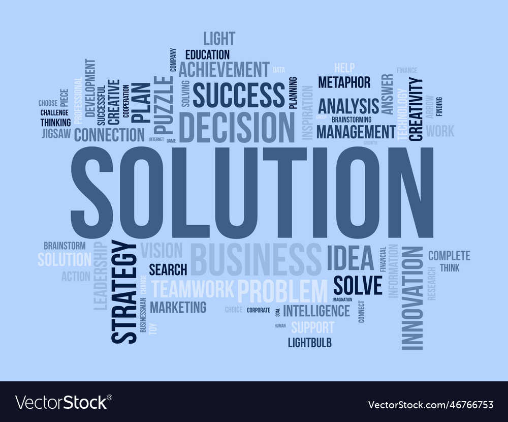 Word cloud background concept for solution Vector Image