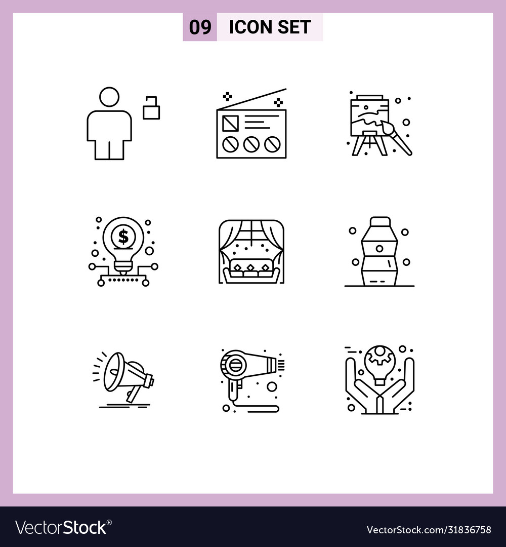 9 Universal Outlines Set For Web And Mobile Vector Image