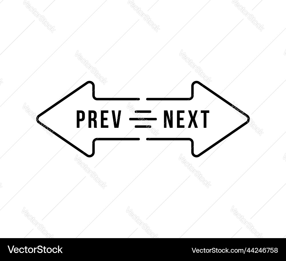 Black arrow like thin line prev and next icon Vector Image