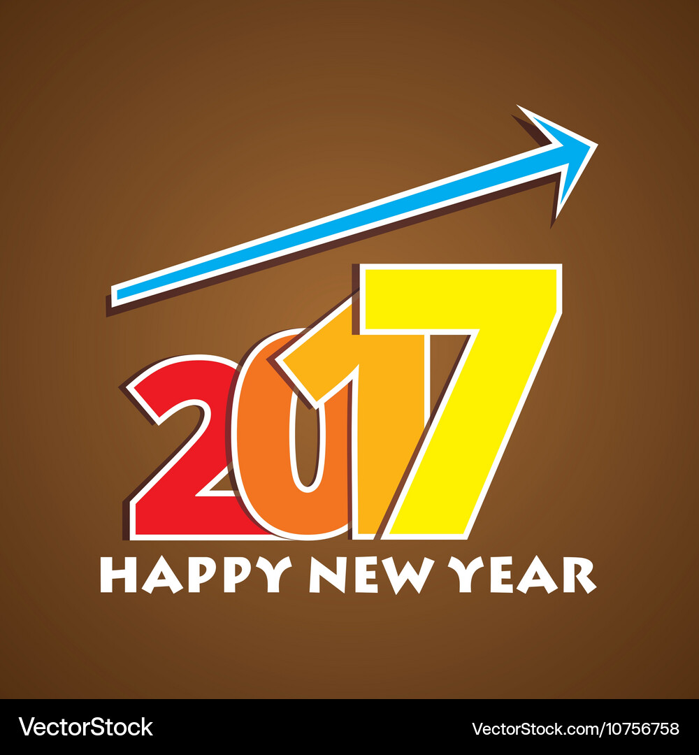 Creative happy new year 2017 greeting design Vector Image