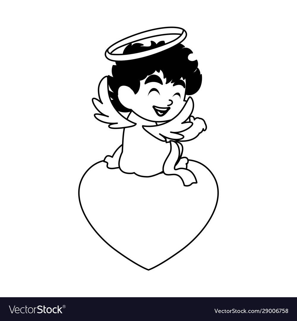 Cute cupid angel on white background valentines Vector Image