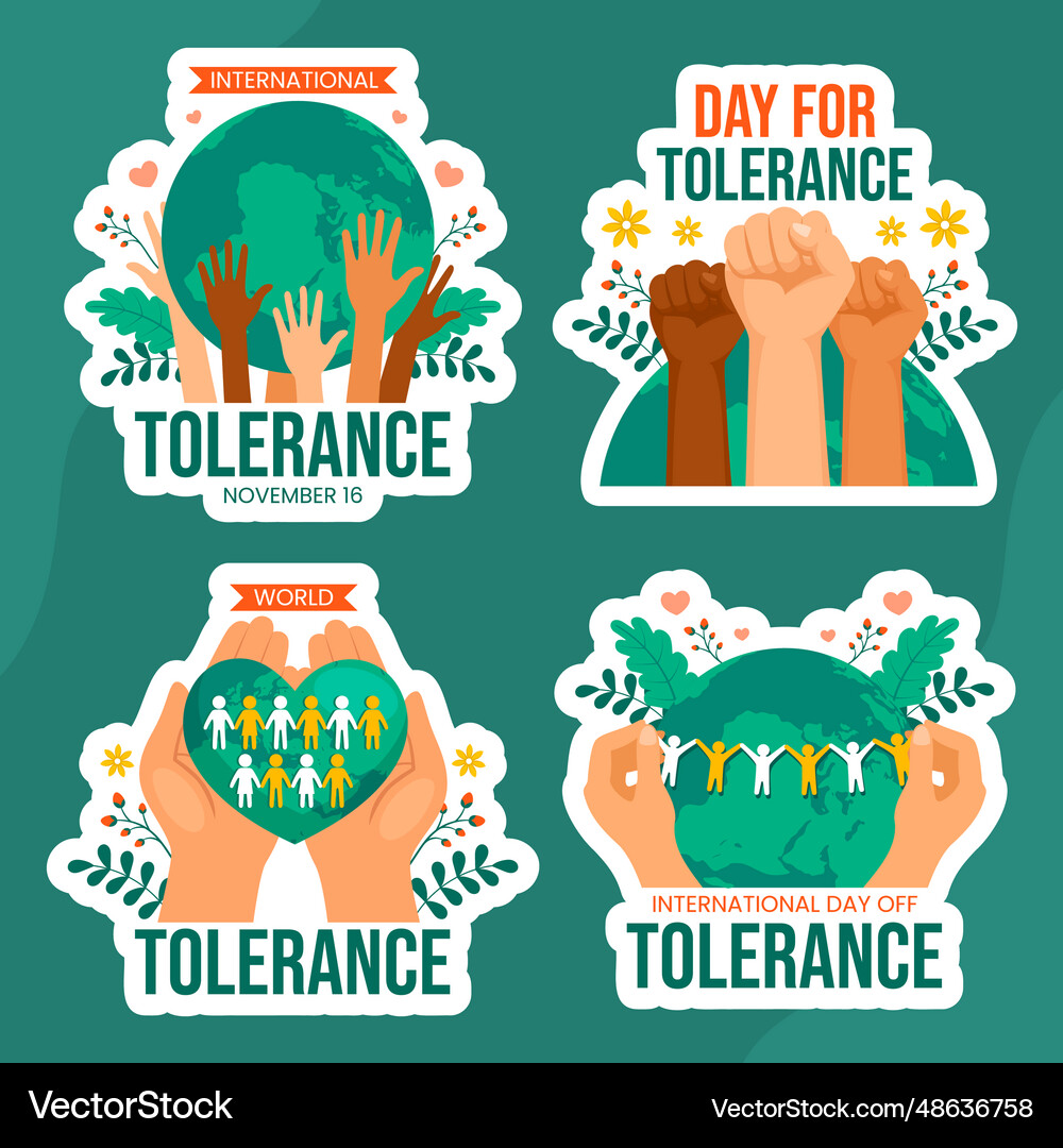 Day for tolerance label flat cartoon hand drawn Vector Image
