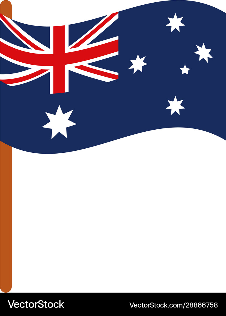 Flag in pole emblem australia icon on white Vector Image