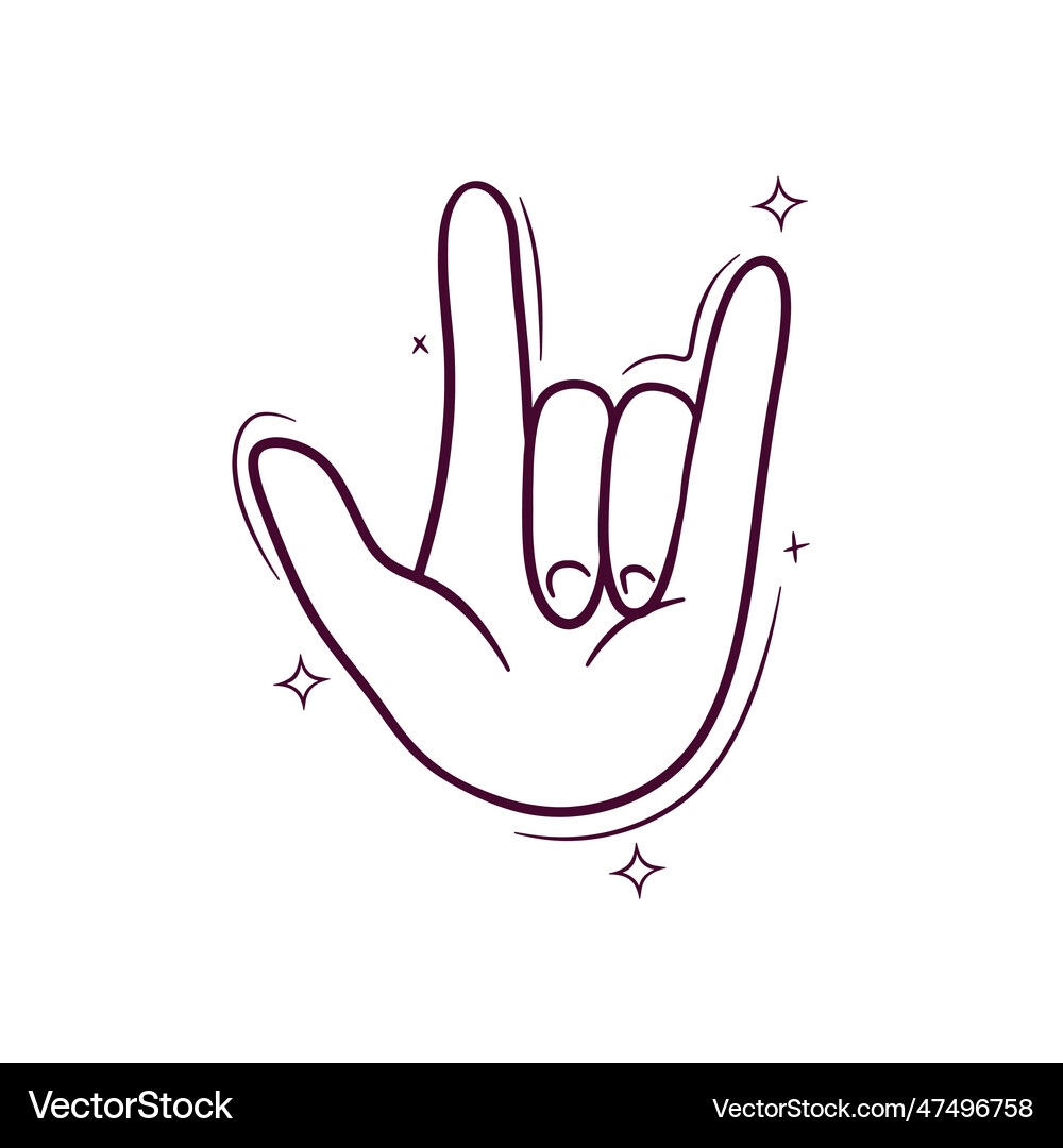 Hand drawn rock gesture doodle sketch Royalty Free Vector