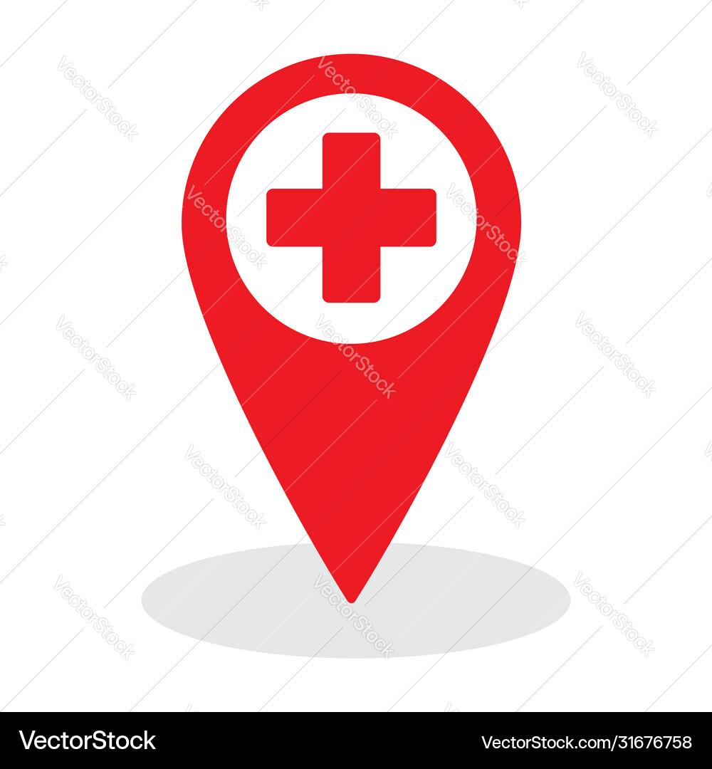 Hospital pin icon map point Royalty Free Vector Image