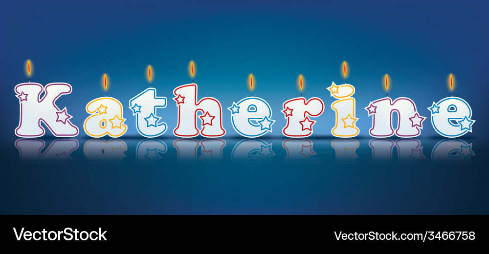 Katherine written with burning candles Royalty Free Vector