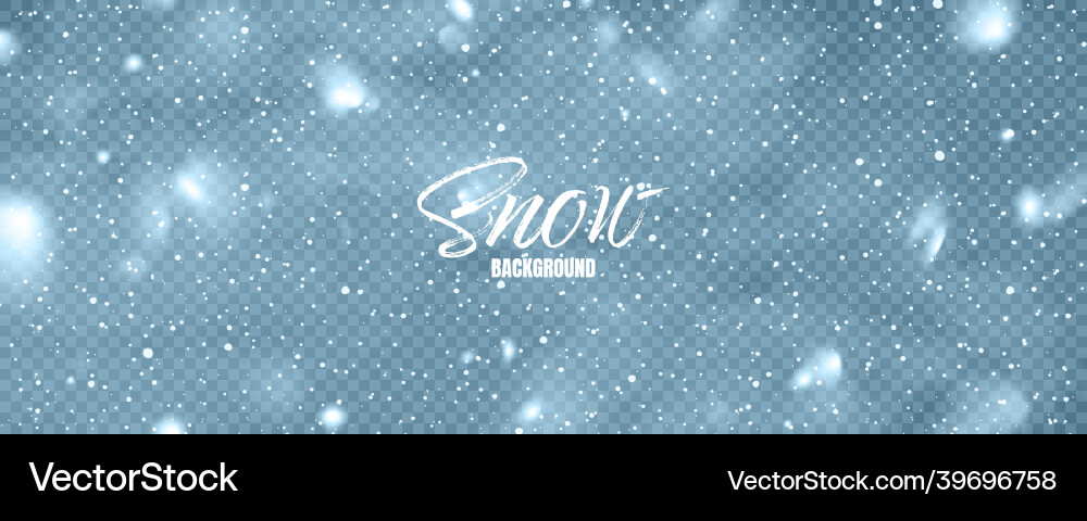 Realistic falling snow with snowflakes blue Vector Image