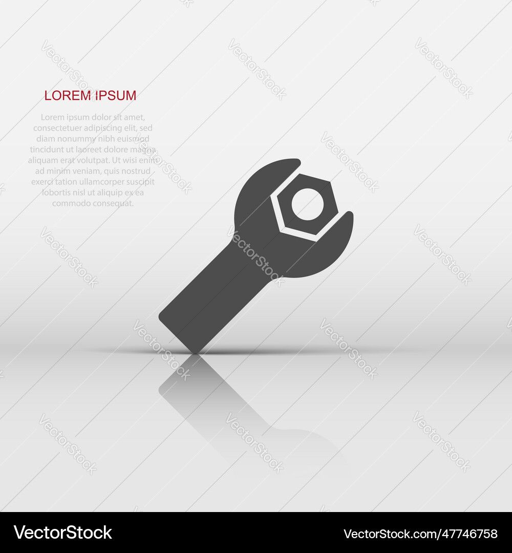 Wrench icon in flat style spanner key on white Vector Image