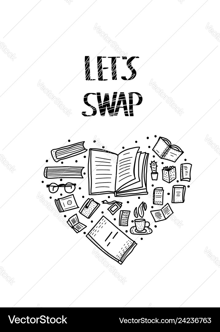 Book swap hanwritten lettering design Royalty Free Vector