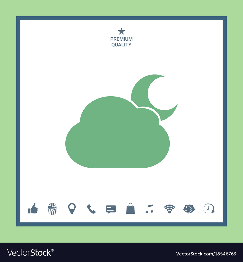 Cloud moon symbol icon Royalty Free Vector Image