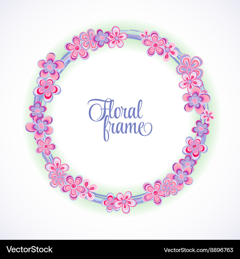 Floral Spring Circle Frame Royalty Free Vector Image