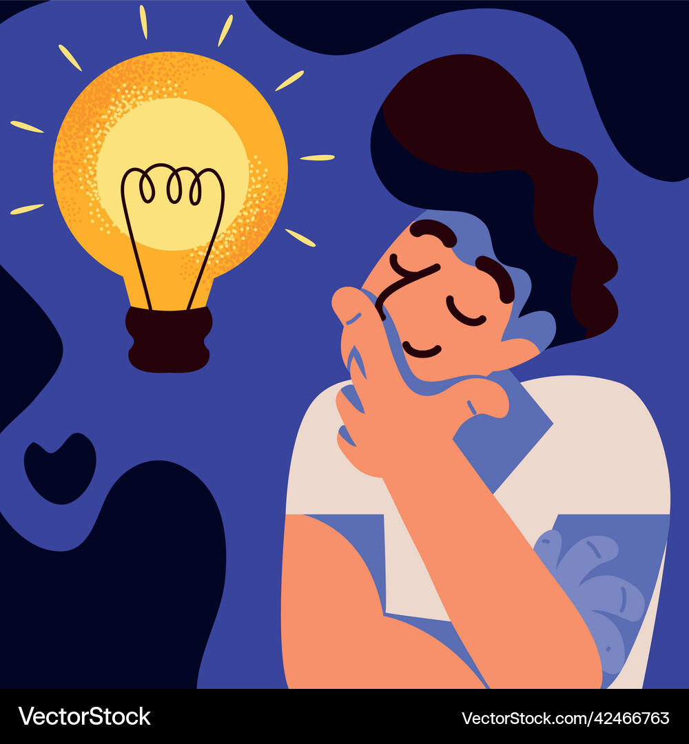 Guy thinking a idea Royalty Free Vector Image - VectorStock